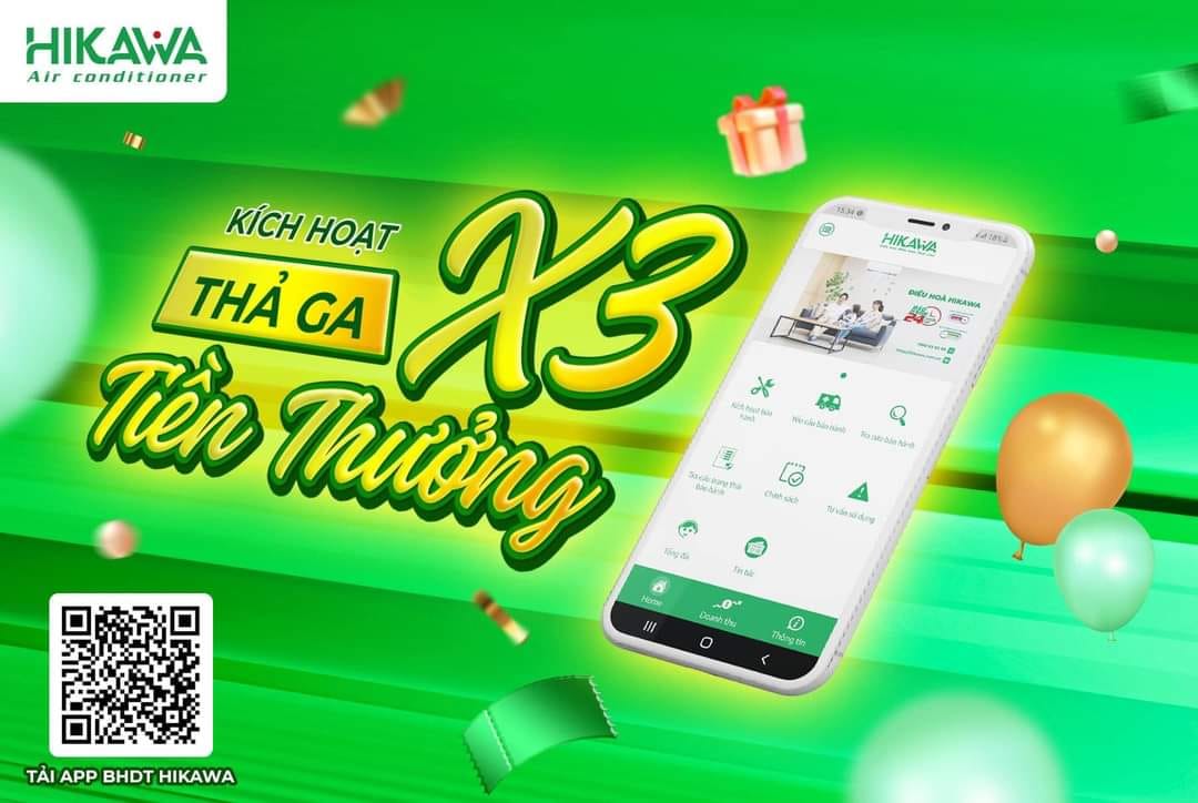 "Kích hoạt thả ga – Nhân 3 tiền thưởng" cùng điều hòa HIKAWA